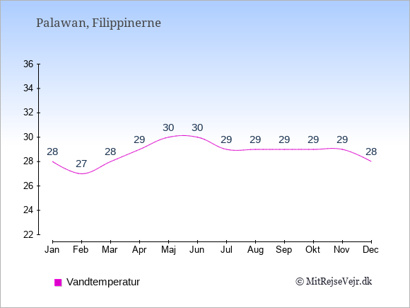 Klima Palawan: klimadata og historisk vejr